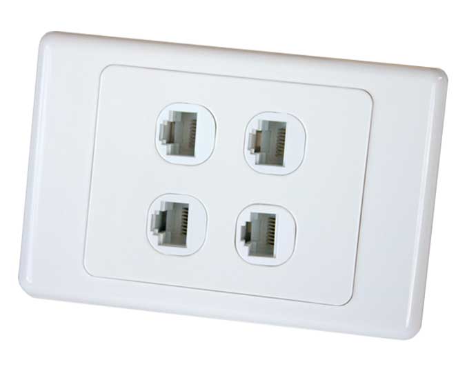 4Port RJ45 Cat6 Network LAN Coupler F/FJacks Clipsal Style Wall Plate ...